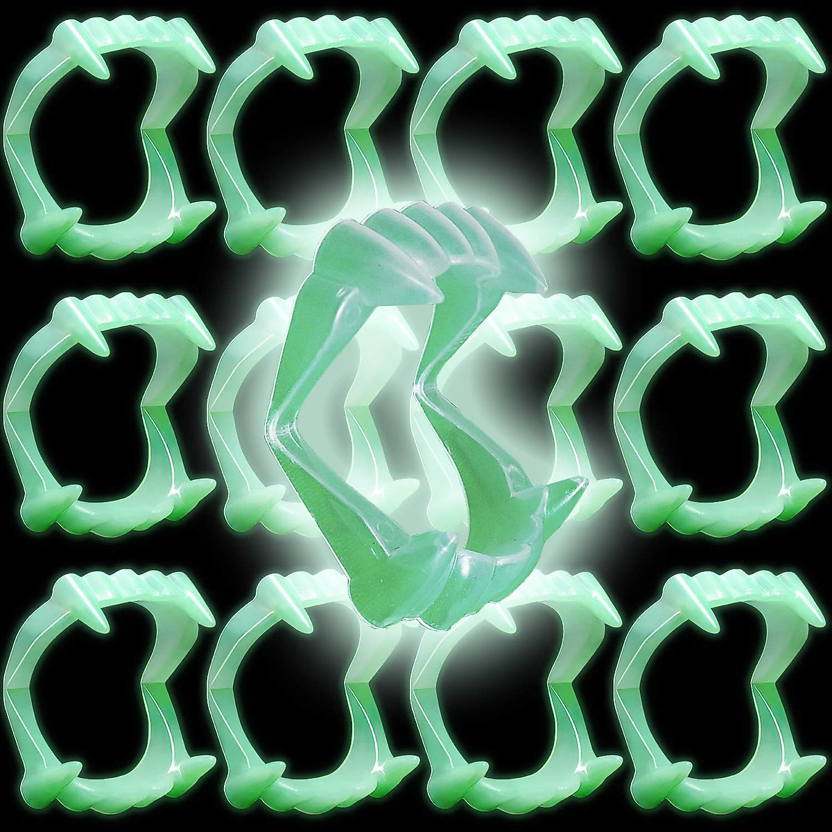 The Dreidel Company Halloween Teeth Glow in The Dark Fangs, Dress-Up, Pretend Play (12-Pack)