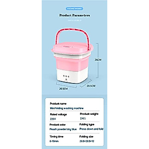 Wana Deco Mini Portable Washing Machine for Travelling, Camping, Apartment, Dorm - Pure Clean Lightweight Collapsible Bucket Baby Clothes, Underwear or Small Items, Foldable Gift (Pink)