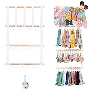 Watbeyoz Headband Hair Bows Holder Organizer for Girls，Hanging Baby Headband Holder Storage Organizer Wall Decor for Toddler Girls Room Door,Closet,Wall (White)