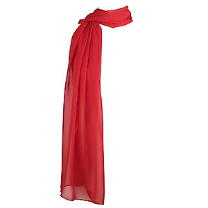 Hat To Socks Chiffon Scarf Sheer Wrap for Women (Red)
