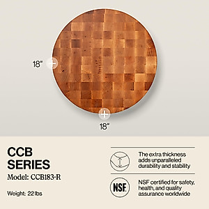 John Boos Block CCB183-R Classic Collection Maple Wood End Grain Round Chopping Block, 18 Inches Round x 3 Inches