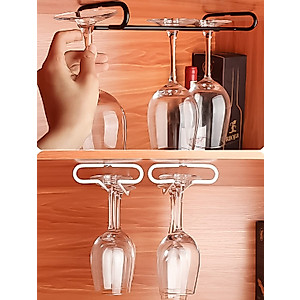GeLive 10 Inch Set of 2 Under Cabinet Wine Glass Rack Stemware Holder Glass Storage Hanger Organizer for Kitchen and Bar (Black)