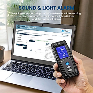 ERICKHILL EMF Meter Rechargeable Digital Electromagnetic Field Radiation Detector with LCD Hand-held Tester, Ghost Hunting EMF Detector for EMF Inspections, Office, Home, and Outdoor