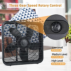 Simple Deluxe 20” Box Fan, 3-Speed Cooling Table Fan with Aerodynamic Shaped Fan Blades, Convenient Carry Handle and Safety Grills, For Home Office Color: White,Black