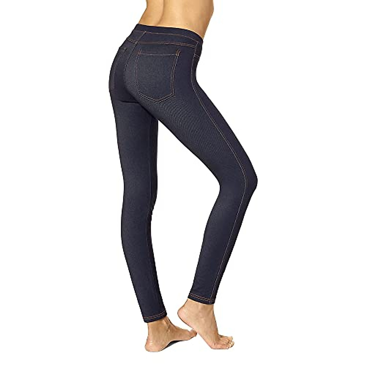 No nonsense Women's Stretch Denim Legging, Dark Denim, Large, NG1720