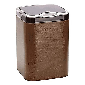 Trash Bin Trash Can Wastebasket Smart Trash Can Electric Induction Smart Square Solid Wood Trash Can with Pressure Ring for Home Garbage Can Waste Bin