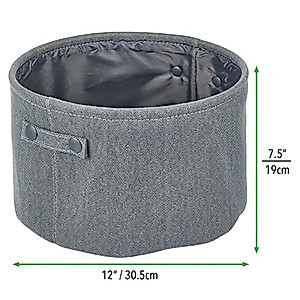 mDesign Soft Cotton Fabric Bathroom Storage Bin with Handles - Organizer for Towels, Toilet Paper Rolls - for Closets, Cabinets, Shelves - Textured Weave - Charcoal Gray