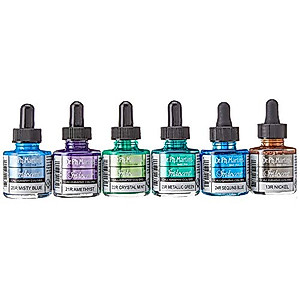 Dr. Ph. Martin's Iridescent Calligraphy Ink, 1 Fl Oz (Pack of 12), Set 2 Colors