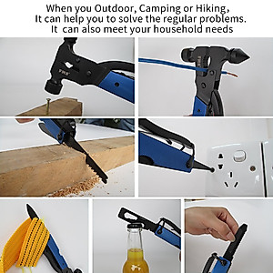 FMS Stainless Steel Multi Tool, Portable Multi-functional Hammer Kit with Nylon Belt Pouch for Car Emergency, Camping, Household