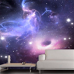 BEVEPE Purple Universe Stars Galaxy Wall Murals, 3D Wall Mural Wallpaper for Bedroom Walls, Wall Stickers Decals Good Breathability Apply to Bathroom Kitchen（78.7" W x 55.2" H）