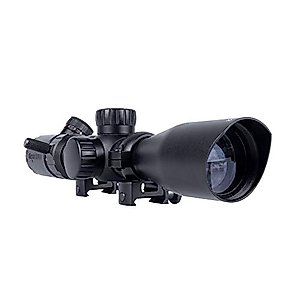 Monstrum 3-9x32 Rifle Scope with Rangefinder Reticle and Medium Profile Scope Rings | Black