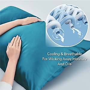 BEDELITE King Size Pillow Cases Set of 2, Rayon Derived from Bamboo, Cooling Pillow Cases for Hot Sleepers & Night Sweats, Breathable and Silky Soft Envelope Pillowcases(Teal, 20"x40")