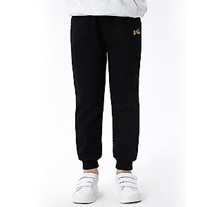 GFQLONG Toddler Boys 2 Pack Fleece Excavator Jogger Sweatpants,Baby Cartoon Winter Warm Pocket Lounging Bottoms,Black+Grey 2-3T