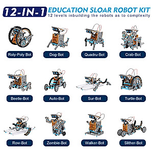 STEM Projects for Kids Ages 8-12, Solar Robot 12-in-1 Building Toys, Gifts for 8 9 10 11 12 Year Old Boys Girls, Education Science Robotics Kits Stem Toys, DIY Learning Science Boys Toys