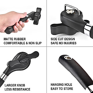 Edge-Side-Cut Safety Can Opener Smooth Edge-Food Grade Stainless Steel Cutting Can Opener for Kitchen & Restaurant