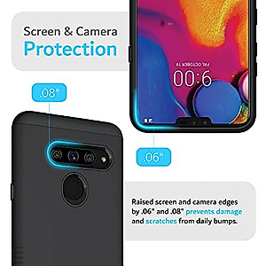 TUDIA DualShield Designed for LG V40 ThinQ Case, [Merge] Shockproof Military Grade Drop Protection Dual Layer Slim Protective Case Cover - Matte Black