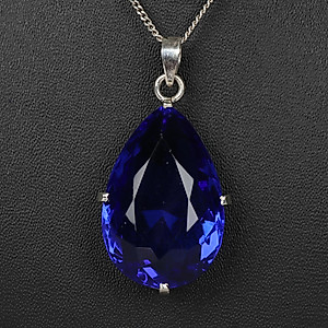 GEMHUB 80.00 Ct. Stunning Blue Topaz Oval Cut Gemstone Pendant Without Chain, Handmade Sterling Silver