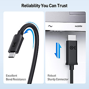 Cable Matters USB C to HDMI Cable, Supporting 4K 60Hz (USB-C to HDMI Cable) in Black 6 ft - Thunderbolt 4 / USB4 Compatible with iPhone 16/15 Pro Max Plus, MacBook Pro, Dell XPS 13, Surface Pro