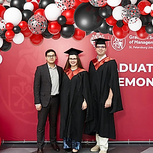 133Pcs Red and Black Balloons Garland Arch Kit for Red and Black Graduation Decorations 2024, Red Black White Balloon for New Year Birthday Las Vegas BBQ Casino Poker Racing Car Party Supplies