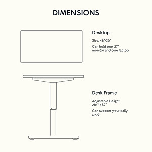 FLEXISPOT EN1 One-Piece Height Adjustable Desk 48 x 30 inch Electric Standing Desk, Stand Up Desk for Home Office (Silver Frame + 48" Natural Top, 2 Packages)