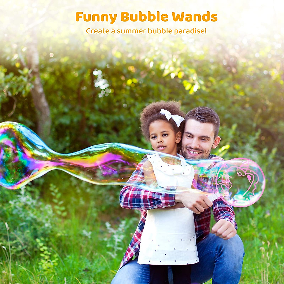 B bangcool Bubble Wands Set of 17, Bubble Making Toys with Trays, Big Bubble Wand Toys for Kids Adults, Dinosaur Shark Bubble Wands, Summer Outdoor Game Party Favors