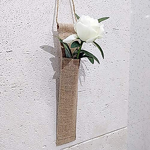 SNAIL GARDEN 2 Pack 12.5" H Wall Vases for Flowers, Wall Hanging Vase Fabric Wall Flower Vase Wall Decor for Living Room,Bedroom, Office and More(Burlap)