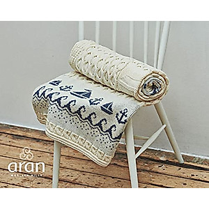 Irish Blanket 100% Merino Wool Throw Honeycomb Knit Couch Sofa Made in Ireland 42" x 62"