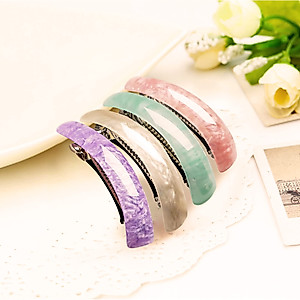 12pcs Retro Acrylic Hair Barrettes Automatic Large Hair Clip Elegant French Design Barrettes for Women Ladies (Retro Color)