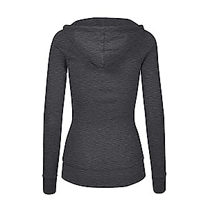 OLLIE ARNES Women's Thermal Long Zip Up Hoodie Jacket Sweatshirt Charcoal L