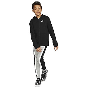 Nike Boy's NSW Club Full Zip Hoodie, Black/Black/White, Medium