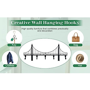 ThreeIslandsArt Manhattan Metal Bridge Key Holder for Wall, Metal Key Rack Organizer with 5 Hooks Rustic Decor for Entryway, Kitchen, Apartment, Bedroom, Hallway, New York City Souvenirs