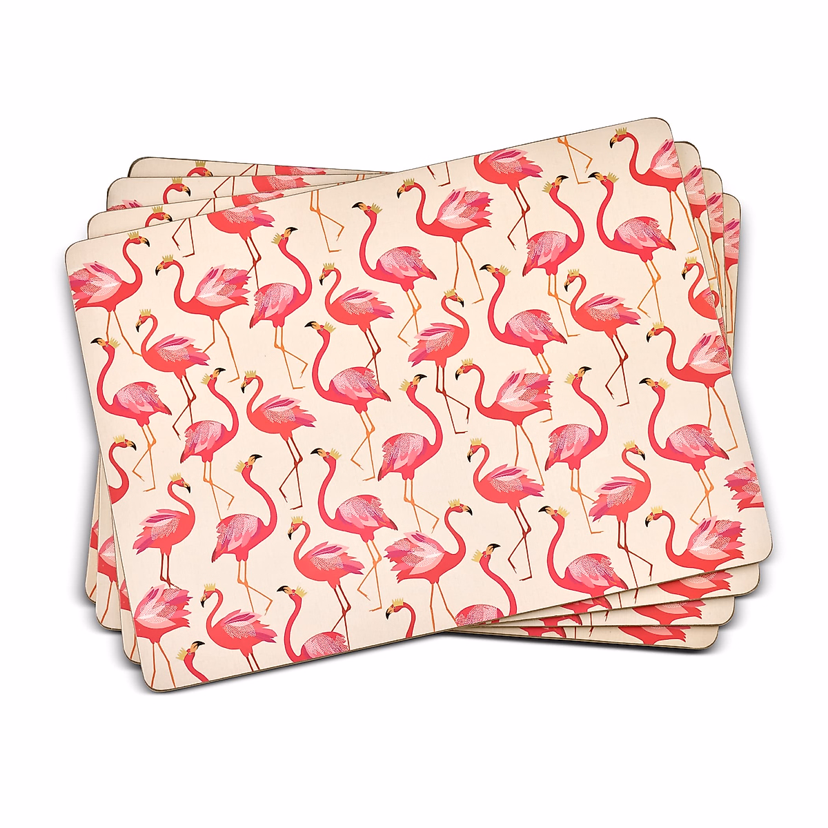 Pimpernel Sara Miller London Flamingo Collection Placemats | Set of 4 | Heat Resistant Mats | Cork-Backed Board | Hard Placemat Set for Dining Table | Measures 15.7” x 11.7”