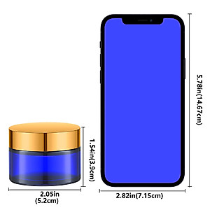 Lil Ray 1 oz Round Cobalt Blue Glass Jar with Inner Liners and Gold Lid (12pcs)