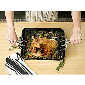 RSVP International Endurance® Stainless Steel Turkey & Roast Lifters, Set of 2 | Transfer Turkey or Ham Easily | Long Handles for Strong Grip | Dishwasher Safe | Great for Thanksgiving