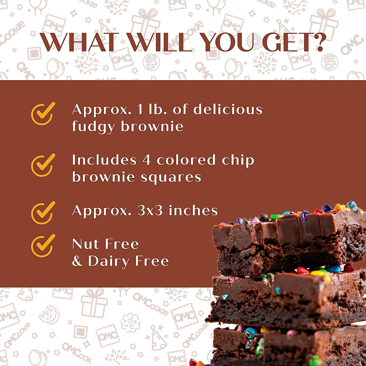 Gourmet Chocolate Brownies Gift Basket Cookie Gifts, Prime Corporate for Men Women Birthday Anniversary Get Well Soon | Nut Free