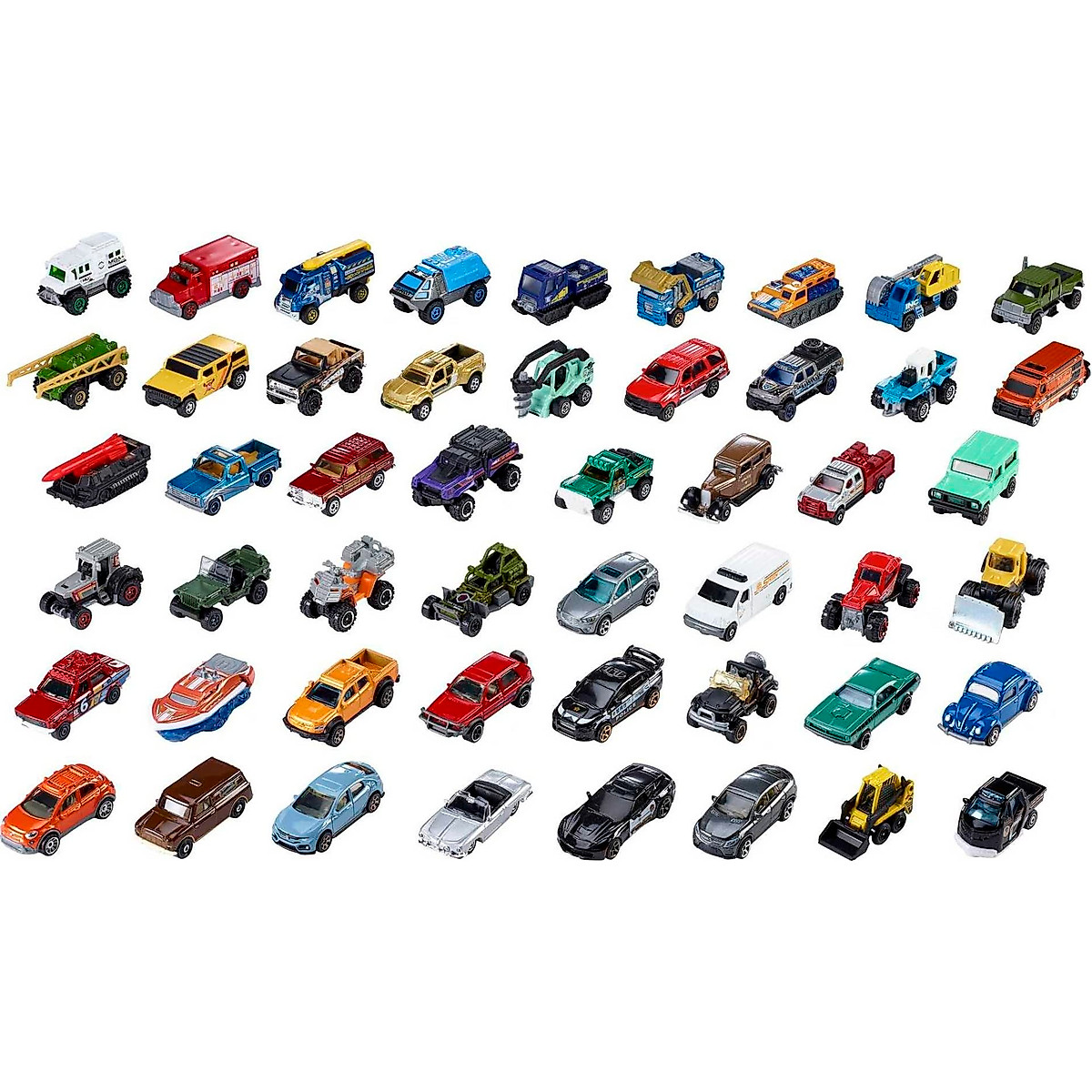 Matchbox Cars, 50-Pack Toy Cars, Construction or Garbage Trucks, Rescue Vehicles or Airplanes in 1:64 Scale (Styles May Vary)