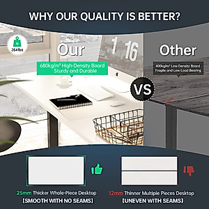 ALFA BUSINESS 55" x 28" Universal Table Top, Solid One Piece Wooden Desktop, Tabletop for Standard & Sit to Stand Desk Frame, Counter Top for Home or Office, White