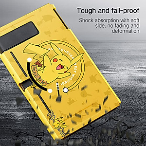 PERFECTSIGHT Protective Case Compatible with Nintendo Switch | Cute Pikachu | Anti-Scratch Shockproof Slim Cover Case for NS Switch and Joy-Con, Hard Shell Dockable Case