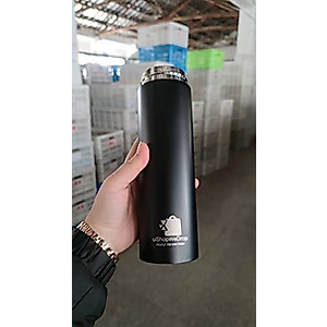 Ushopwedrop Travel Mugs Black Smart Drink Flasks Leakproof Thermos Cup Insulated Mug Vacuum Insulating Cup 304 Stainless Steel Flasks LED Touch Screen Temperature for Office (Black), L (UW-TMUS01)