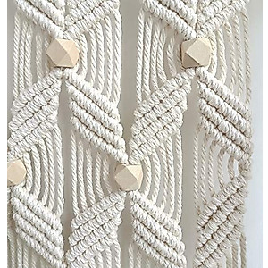 Geepro Boho Wall Decor Macrame Wall Hanging Shelf Indoor Window Plant Hanger for Wall Biege