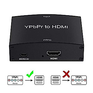 Component to HDMI Adapter, YPbPr to HDMI Coverter + R/L, NEWCARE Component 5RCA RGB to HDMI Converter Adapter, Supports 1080P Video Audio Converter Adapter for DVD PSP to HDTV Monitor