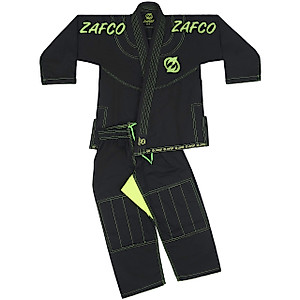 Zafco Sports Brazilian Jiu Jitsu, Kids Jiu Jitsu Gi Children BJJ Gi Grappling Kimonos Lightweight White Belt (Black, K0)