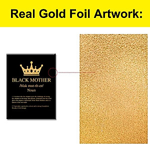 Black Mother Canvas Wall Art Motivational Black Queen Black Women Quote Gold Foil Art Print Framed Canvas Painting Artwork Home Decor Gifts 12x15 Inch