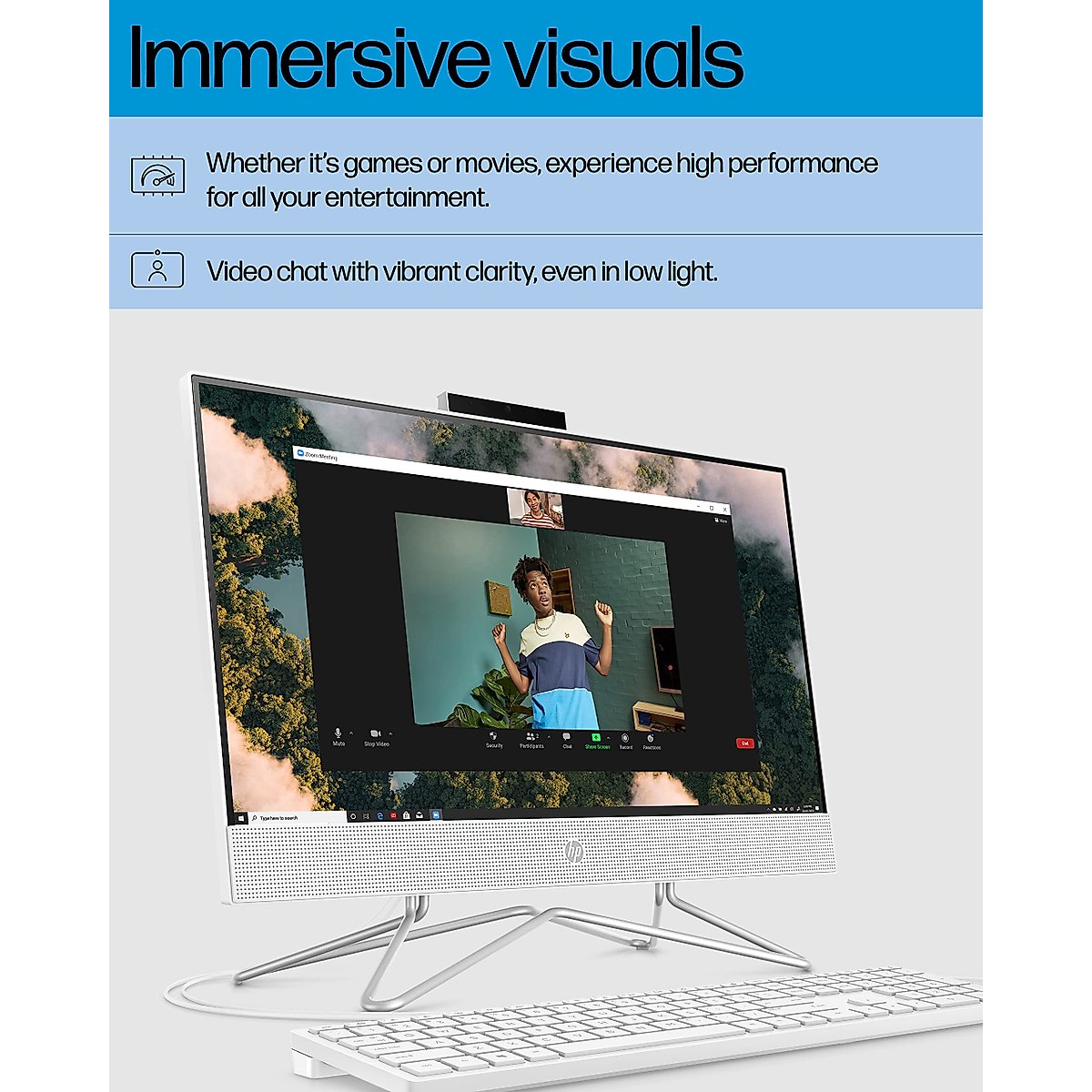 HP All-in-One PC Desk Computer, 21.5" Full HD Micro-Edge Display, AMD Ryzen 3 Processor, AMD Radeon Graphics, 8GB SDRAM, 256GB SSD, Windows11 Home OS, Bluetooth, and Wi-Fi (22-dd0032) (Renewed)