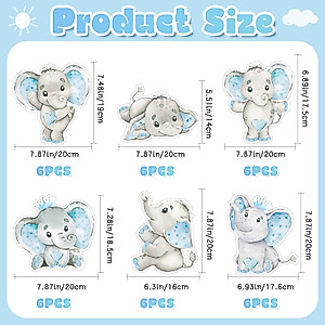 Tatuo Elephant Cutouts 36 Pcs Elephant Theme Baby Shower Decorations Cute Blue Elephant Cutouts for Baby Shower, Birthday Party, Gender Reveal Party Supplies