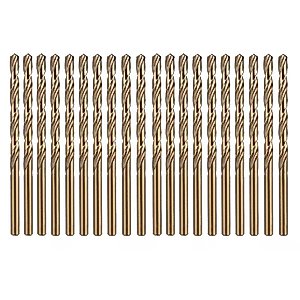 BECOLLO 1/8 Inch Cobalt Drill Bit Set, M35 Jobber Length Twist Drill Bits,Suitable for Drilling in Hard Metal, Stainless Steel, Cast Iron,20 Pieces