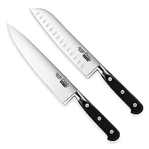 Cooks Standard High Carbon Stainless Steel Knife Set 2-Piece, 8" Chef’s Knife and 7" Santoku Knife Classic Sharp Kitchen Knives Set, Ergonomic Handle