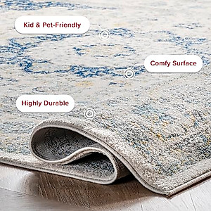 nuLOOM Paisley Verona Vintage Persian Area Rug, 6' 7" x 9' Oval, Blue