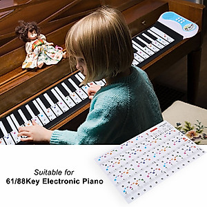 VGEBY 61/88 Keys Piano Stickers, Transparent Removable Keyboard Double Layer Coating for Kids and Beginners(Colored)