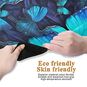 GOODOLD Blue Butterflies Yoga Mat, 71 x 26 Inch Non-slip Yoga Mats Folding Travel Exercise Mat Indoor Outdoor Gym Pilates with Storage Bag for Women Men